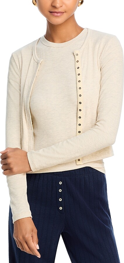 Leset Kelly Fine Rib Snap Front Cardigan - ShopStyle