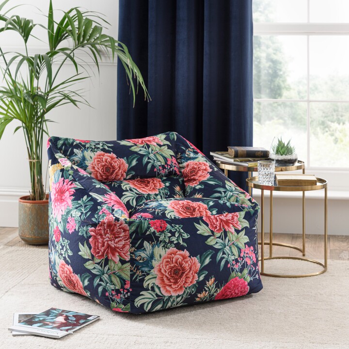 Dunelm Peony Floral Bean Bag Chair Navy Blue/Green/Pink - ShopStyle