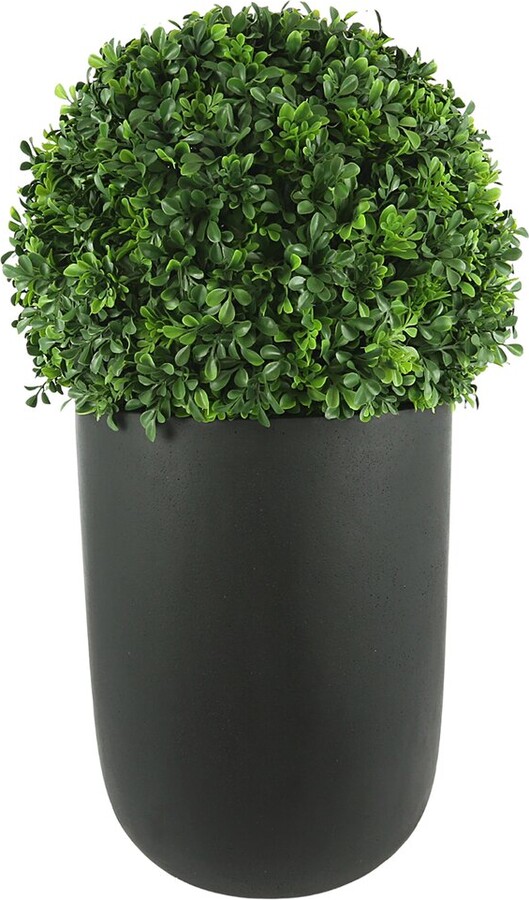 Creative Displays Uv-Rated Boxwood Ball In Black Fiberstone Planter ...