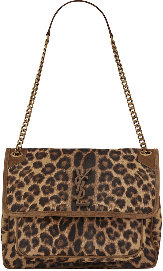 Saint Laurent Niki Leopard-Print Fur Shoulder Bag - ShopStyle