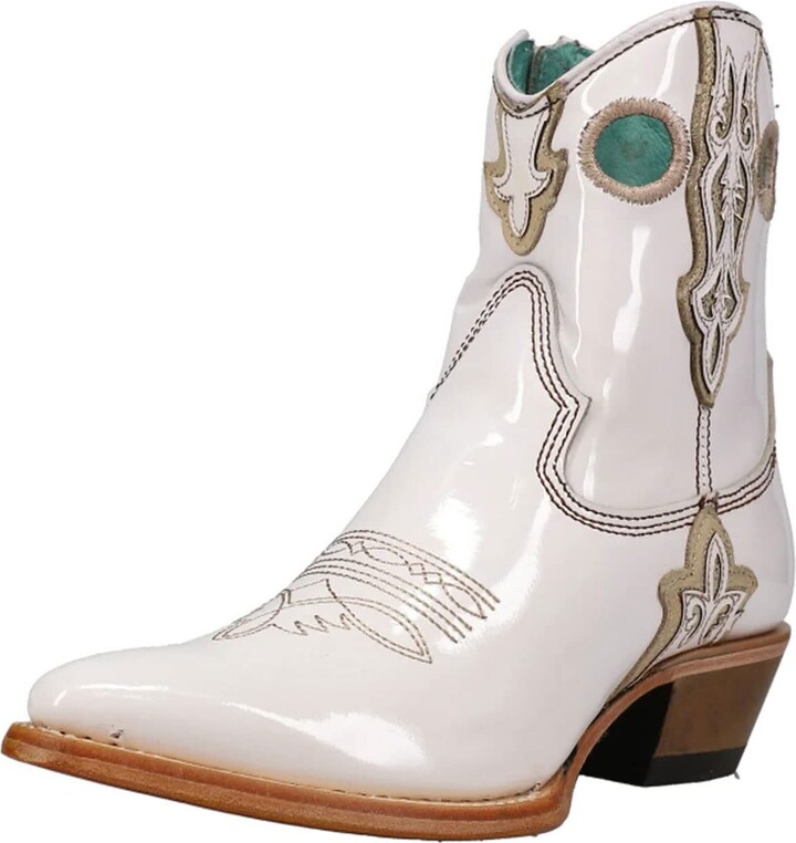 Corral Boots Women's Western Cowgirl Style White Patent Leather Overlay ...