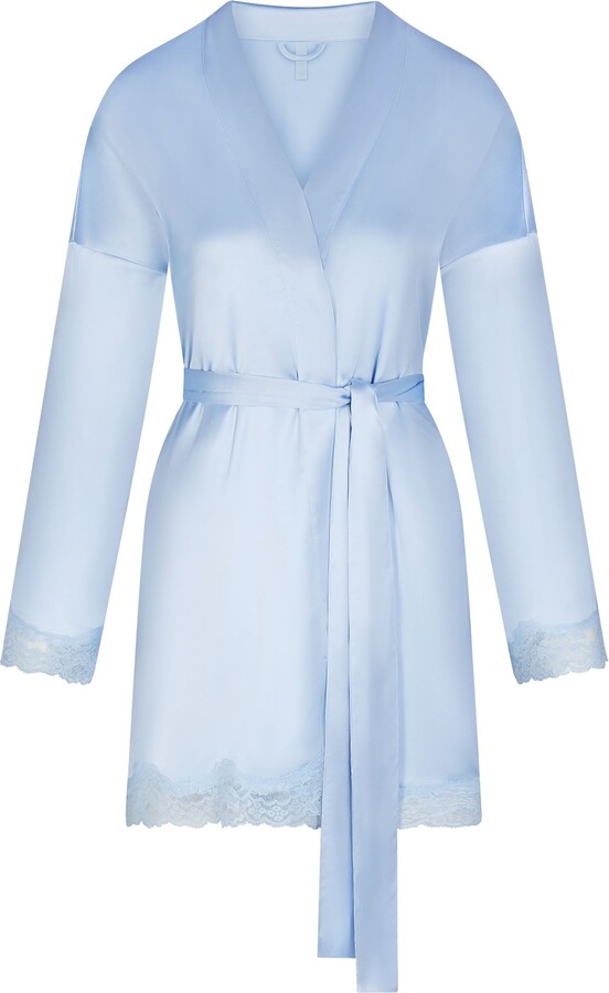 Skims Hotel Shine Lace Short Robe | Celeste - ShopStyle