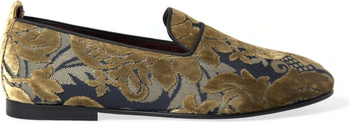 Dolce & Gabbana Opulent Gold Velvet Smoking Men's Slippers - ShopStyle