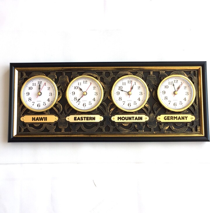 Etsy 4-Zone Wall Clock With Wrought Iron Look. It Is Not Metal, Wood ...