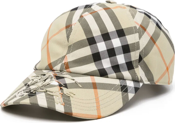 Burberry Equestrian Knight-appliqué checked cap - ShopStyle Hats