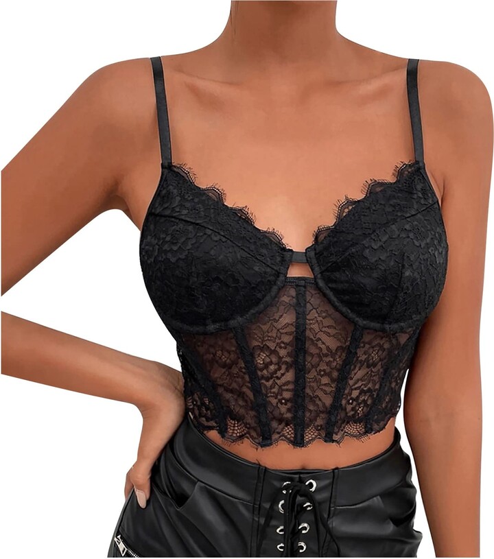 Generic Tube with Top Womens Summer Lace Bustier Mesh Sexy Vintage Spaghetti Strap Open Back ...