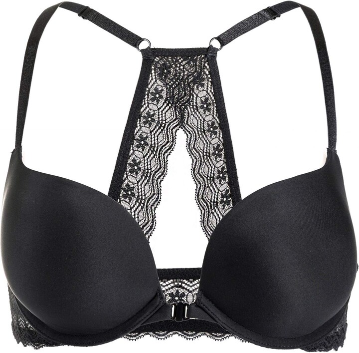 DOBREVA Women's Push Up Bra Front Fastening Bras T Shirt Racer Back ...