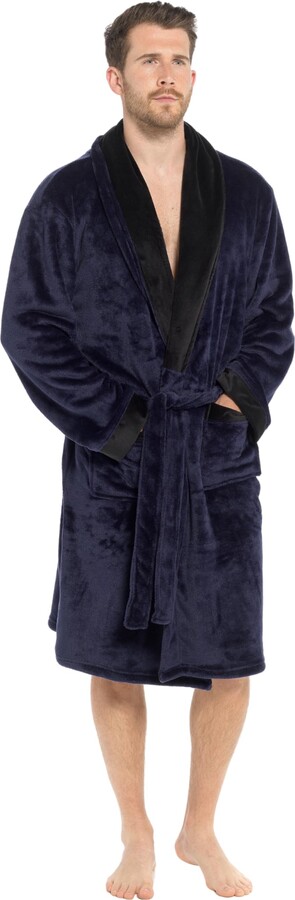 Strong Souls Mens Luxury Fleece Dressing Gown With Satin Trim Collar ...
