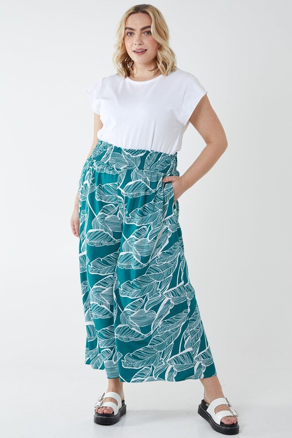 Blue Vanilla Curve Plus Size High Waist Wide Leg Trousers - ShopStyle