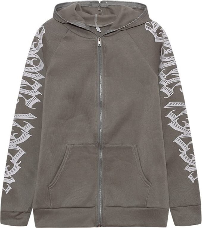 Vagbalena Women Rhinestone Y2K Spider Skeleton Hoodies Punk Jackets Streetwear Goth Harajuku ...