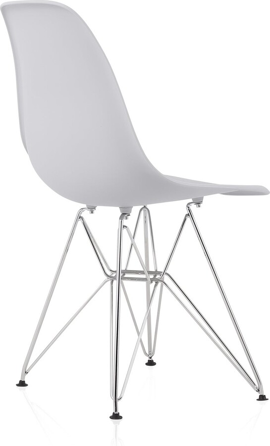 CozyBlock Set of 4 Molded Light Gray Plastic Dining Shell Chair with ...