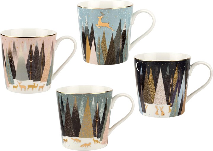 Sara Miller Frosted Pines Mugs, Set of 4 - ShopStyle