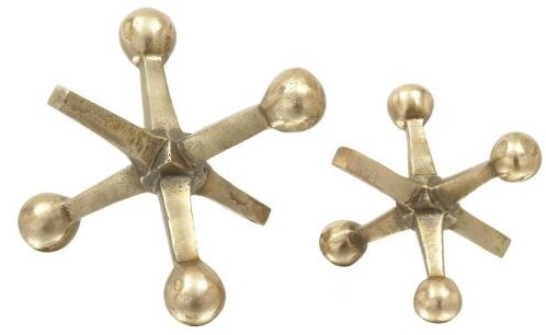Litton Lane Gold Aluminum Jack Sculpture (Set of 2) - ShopStyle Decor
