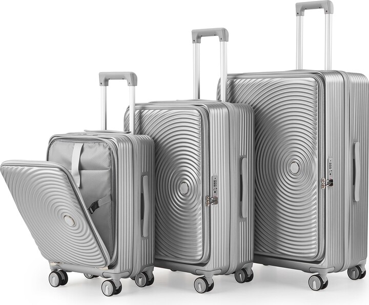 NINEDIN Luggage Sets Expandable 3 Piece Sets PC Hard Spinner Suitcase ...