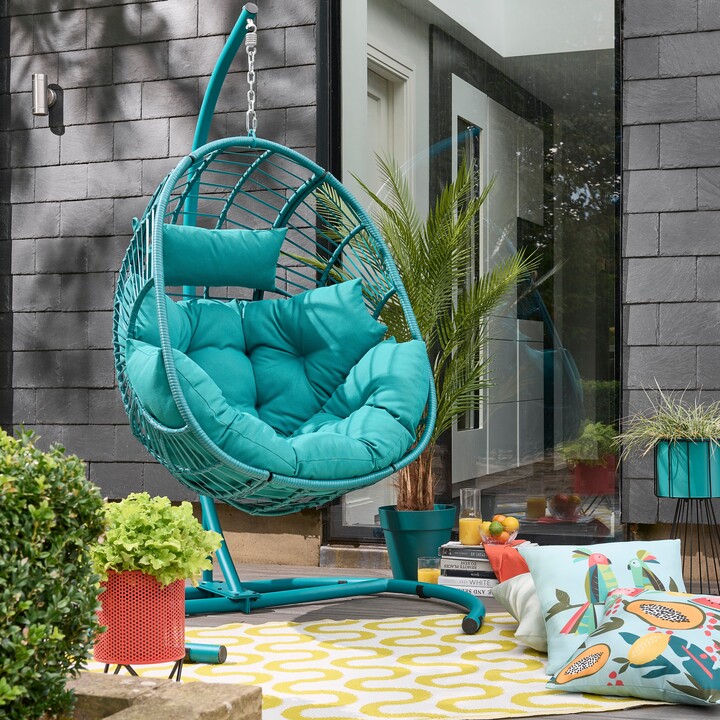 Dunelm Elements Peacock Hanging Egg Chair Green - ShopStyle