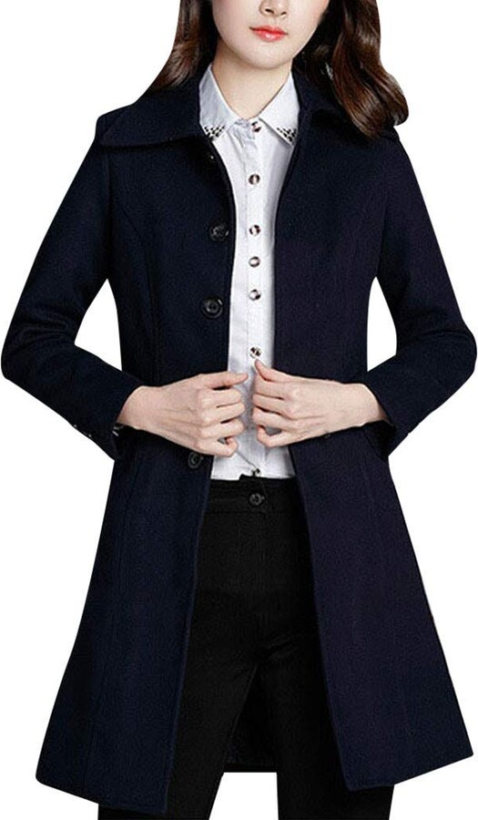 Celucke Women's Professional Wear Medium and Long Jacket Thick Woolen ...