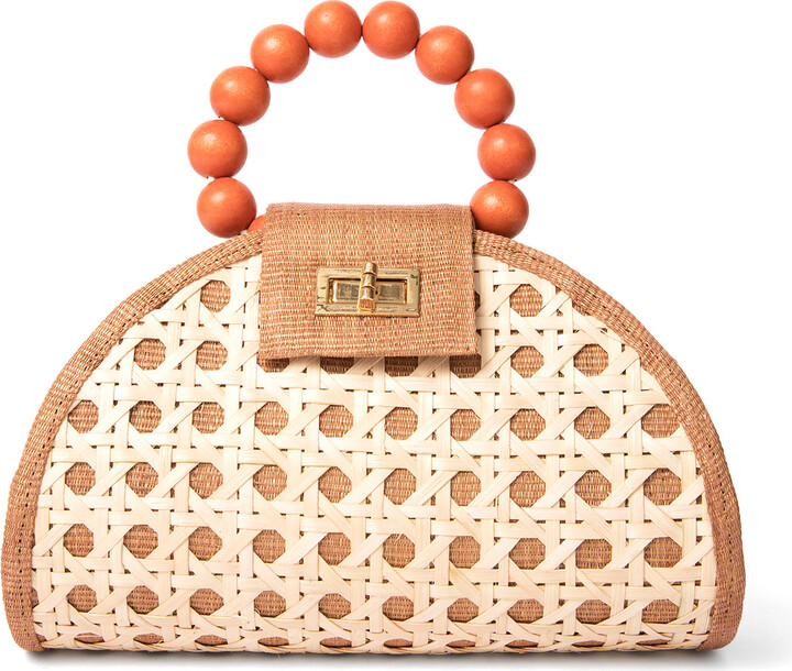 Soli & Sun - The Bella Tan & Burnt Orange Rattan Woven Handbag ...