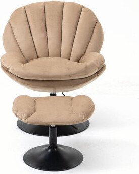 Mercer41 Jerriah Upholstered Swivel Chair, Accent Chair with Ottoman ...