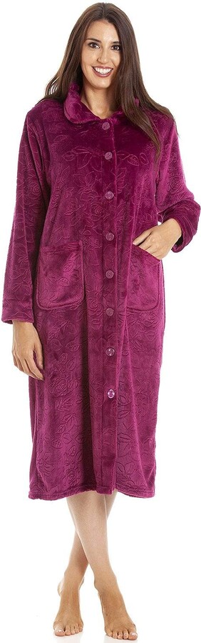 Camille Womens Various Coloured Bathrobes Supersoft Luxury Button Up ...