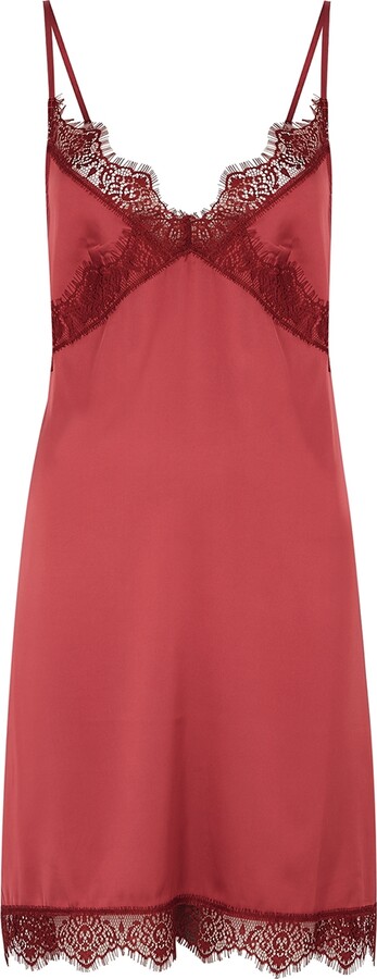 Simone Perele Satin Secrets Lace-trimmed Satin Chemise - ShopStyle