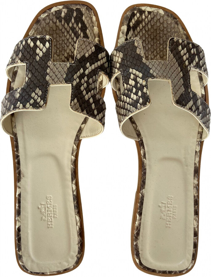 Hermes Oran python sandal - ShopStyle