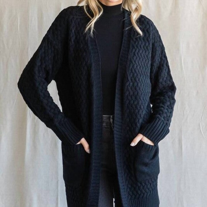 Jodifl Textured Open Cardigan In Black - ShopStyle