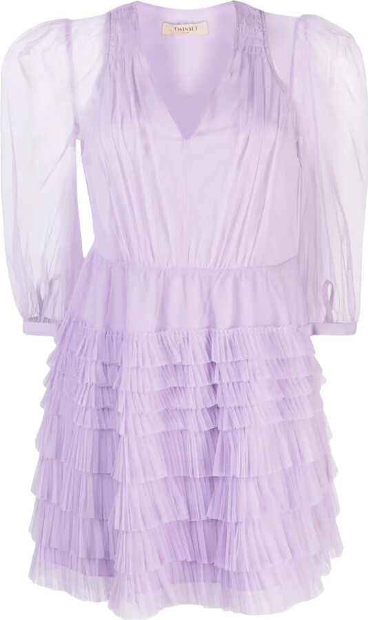Twin-Set Tulle-Overlay Ruffled Minidress - ShopStyle