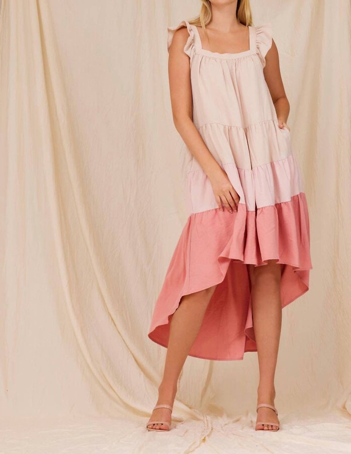 Moodie Rose Tiered Dress in Rose - ShopStyle