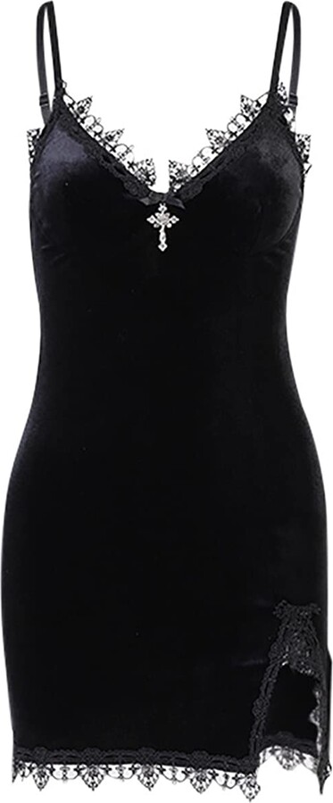 Tsmnzmu Goth lace up Dress Grunge Dress Dark red Lolita Dress Edgy ...