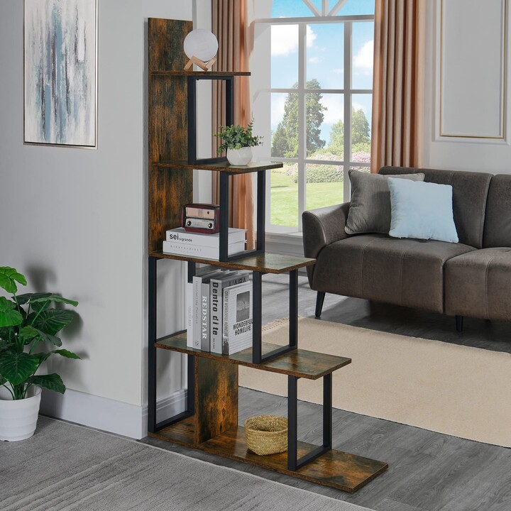 EPOWP 5-tire Bookshelf and Corner Bookcase, Ladder Storage Rack ...