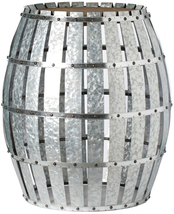 Vintiquewise Round Wooden Rustic Wood and Galvanized Metal Barrel ...