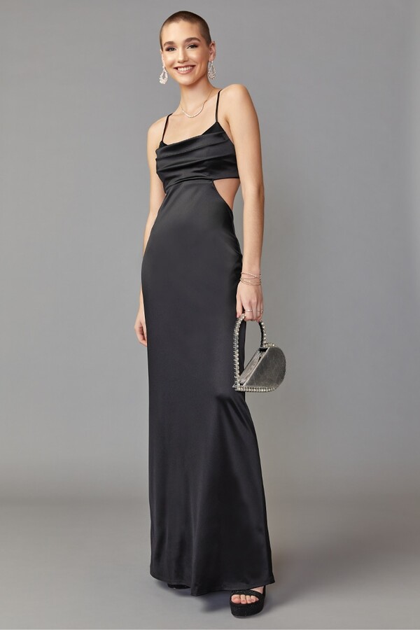 francesca's Limelight Satin Cutout Maxi Dress - ShopStyle