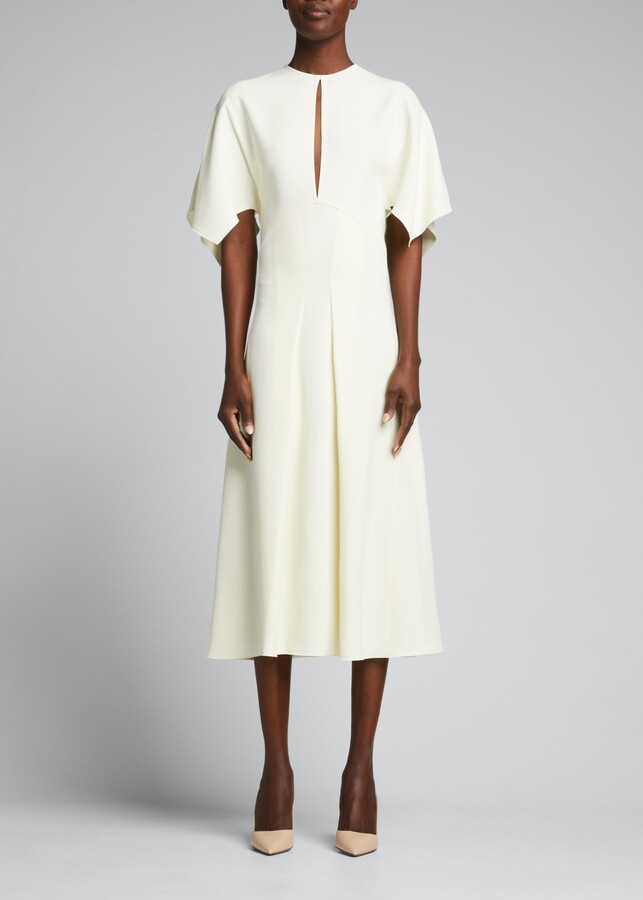 Victoria Beckham Keyhole Draped Sleeve Midi Dress - ShopStyle