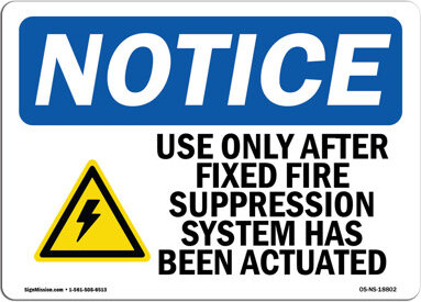 SignMission Use Only After Fixed Fire Suppression Sign with Symbol ...