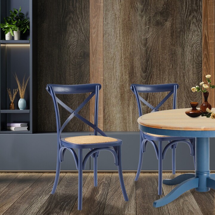 Winston Country Style Cross Back Blue Dining Chair - ShopStyle