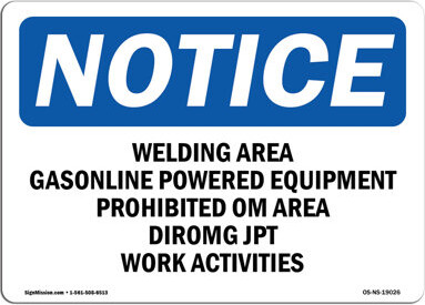 SignMission Welding Area Gasoline Powered Equipment Sign - ShopStyle Desks