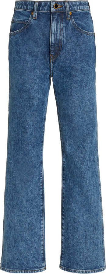 KHAITE Abigail Stretch High-Rise Straight-Leg JeansWash - ShopStyle