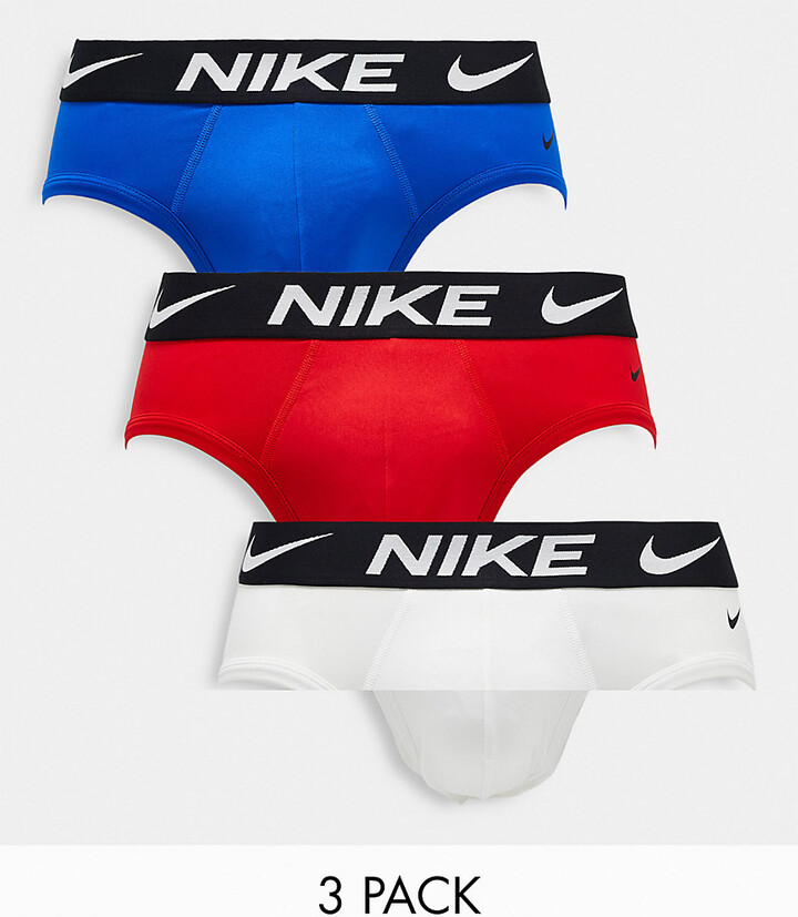 Nike Dri-FIT Essential Micro 3 pack hip briefs in red/white/blue - ShopStyle