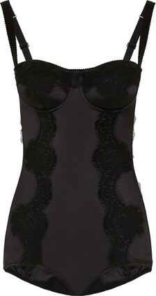 Dolce & Gabbana Silk balconette-bra bodysuit with lace detailing ...