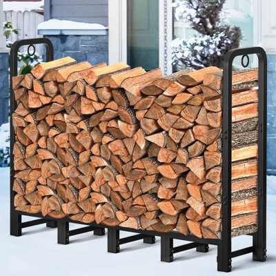 Hokku Designs 5Ft Heavy Duty Firewood Log Rack - Outdoor Steel Tubular ...
