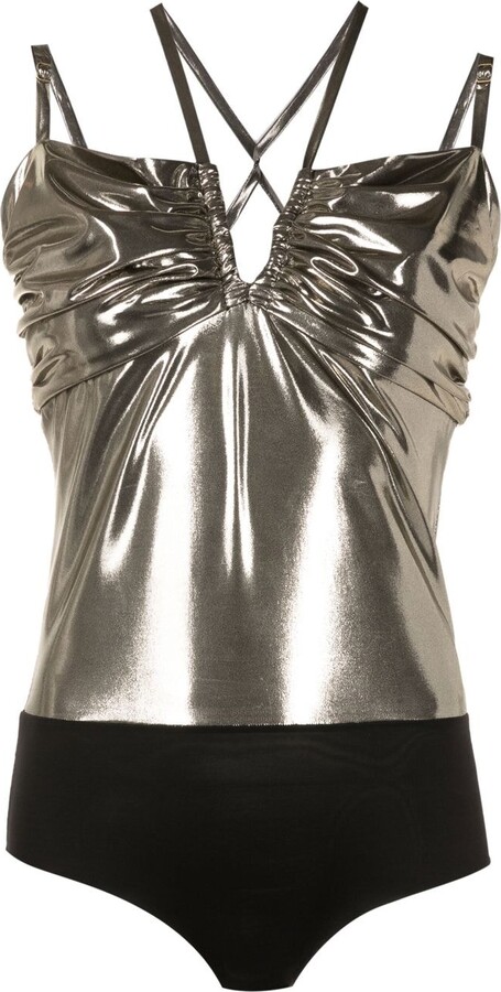 Nk Nanda metallic halterneck bodysuit - ShopStyle Tops