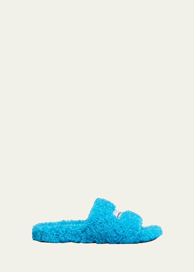 Balenciaga Men's Furry Logo Slide Sandals - ShopStyle