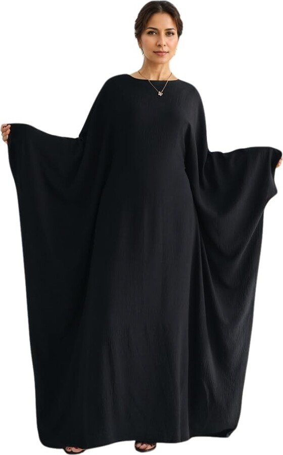 RUIG Women Muslim Robe Soft Crepe Butterfly Batwing Abaya Dubai Luxury Islam Muslim Kaftan ...