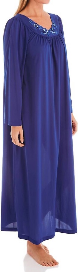 Shadowline Lingerie Petals 53 Inch Long Sleeve Gown In Navy - ShopStyle ...