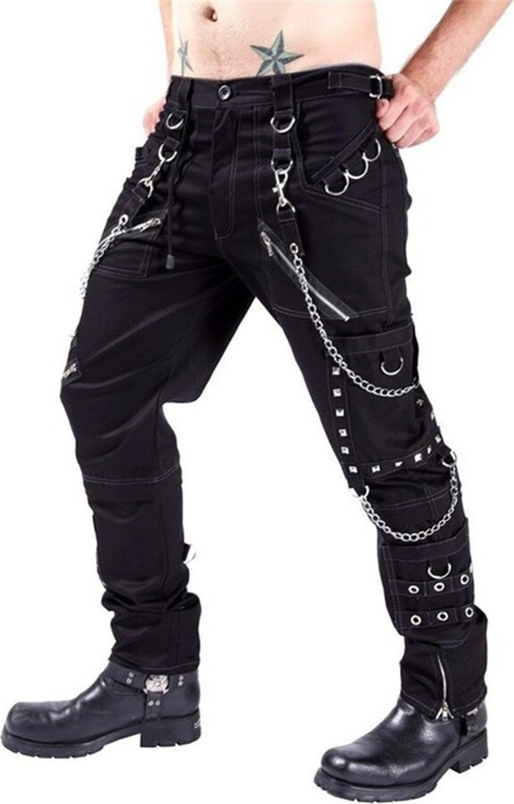 ZDSUHYIW Steampunk Rocker Trousers Men's Medieval Punk Rock Vintage ...