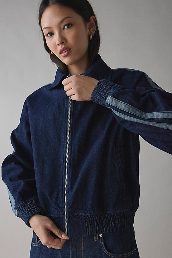 BDG Dani Denim Bomber Jacket in Indigo - ShopStyle