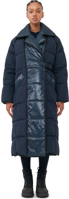 Ganni Blue Oversized Puffer Coat - ShopStyle