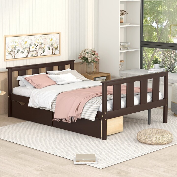 IGEMAN Full Size Platform Bed with Storage Drawers - ShopStyle