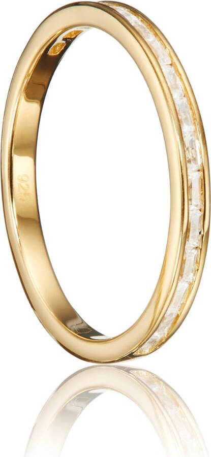Lily & Roo Women's Gold Baguette Diamond Style Eternity Ring - ShopStyle