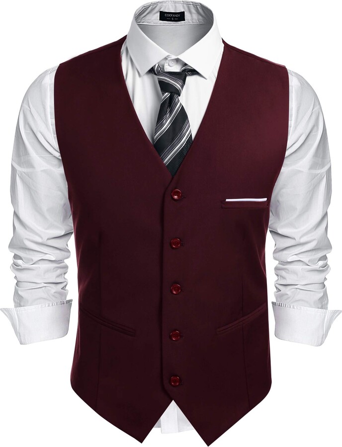 COOFANDY Men's Western Vest Men's Suit Vest V-Neck Sleeveless Vests ...